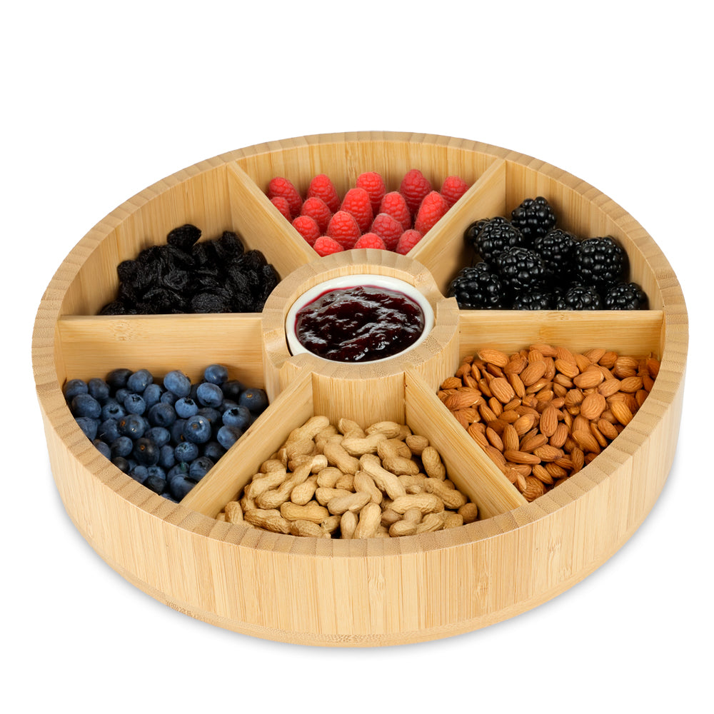 Botanero Giratorio de Bambú con Salsero de Cerámica - Redlemon