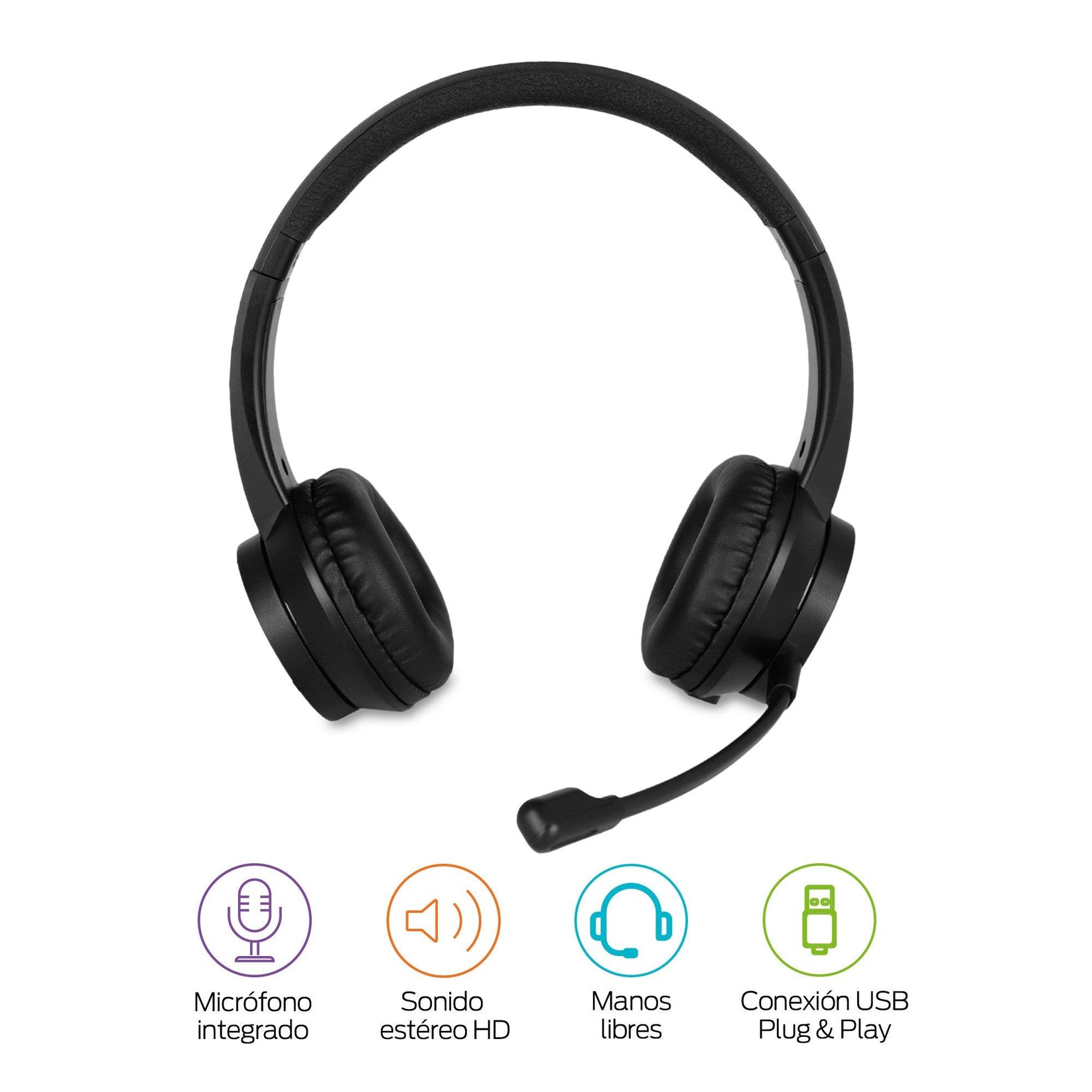 Audífonos Alámbricos de Diadema USB con Micrófono tipo Call Center ...