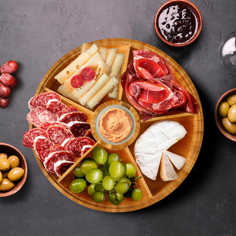 Botanero Giratorio de Bambú con Salsero de Cerámica - Redlemon